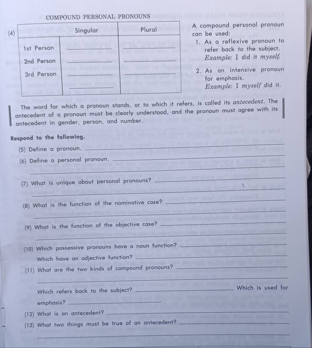 Resuelto:OUND PERSONAL PRONOUNS compound personal pronoun an be used: 1 ...