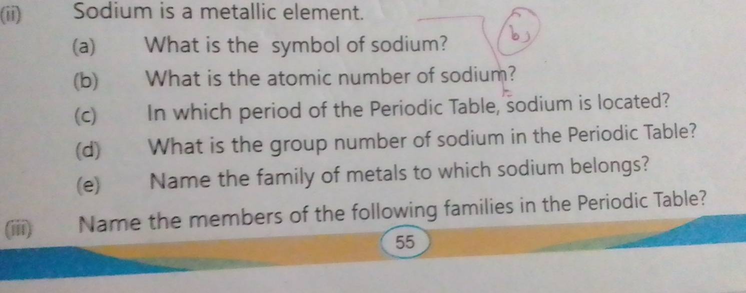 Solved: (ii) Sodium is a metallic element. (a) What is the symbol of ...