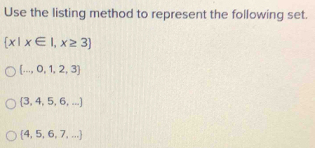 Solved: Use the listing method to represent the following set. x|x∈ I,x ...