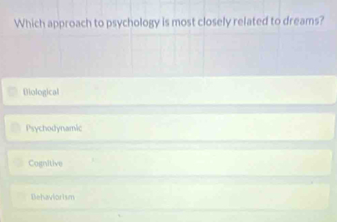 Solved: Which approach to psychology is most closely related to dreams ...