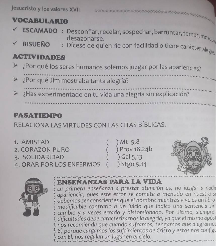Resuelto:Jesucristo y los valores XVII VOCABULARIO ESCAMADO ...