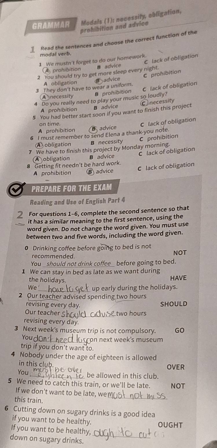 Resuelto:GRAMMAR Medals (1): necessity, obligation, prohibition and ...