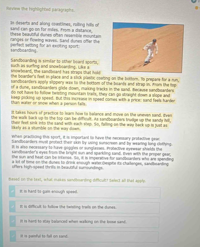 Solved: Review the highlighted paragraphs. In deserts and along ...