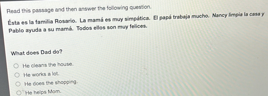 Solved: Read this passage and then answer the following question. Ésta ...