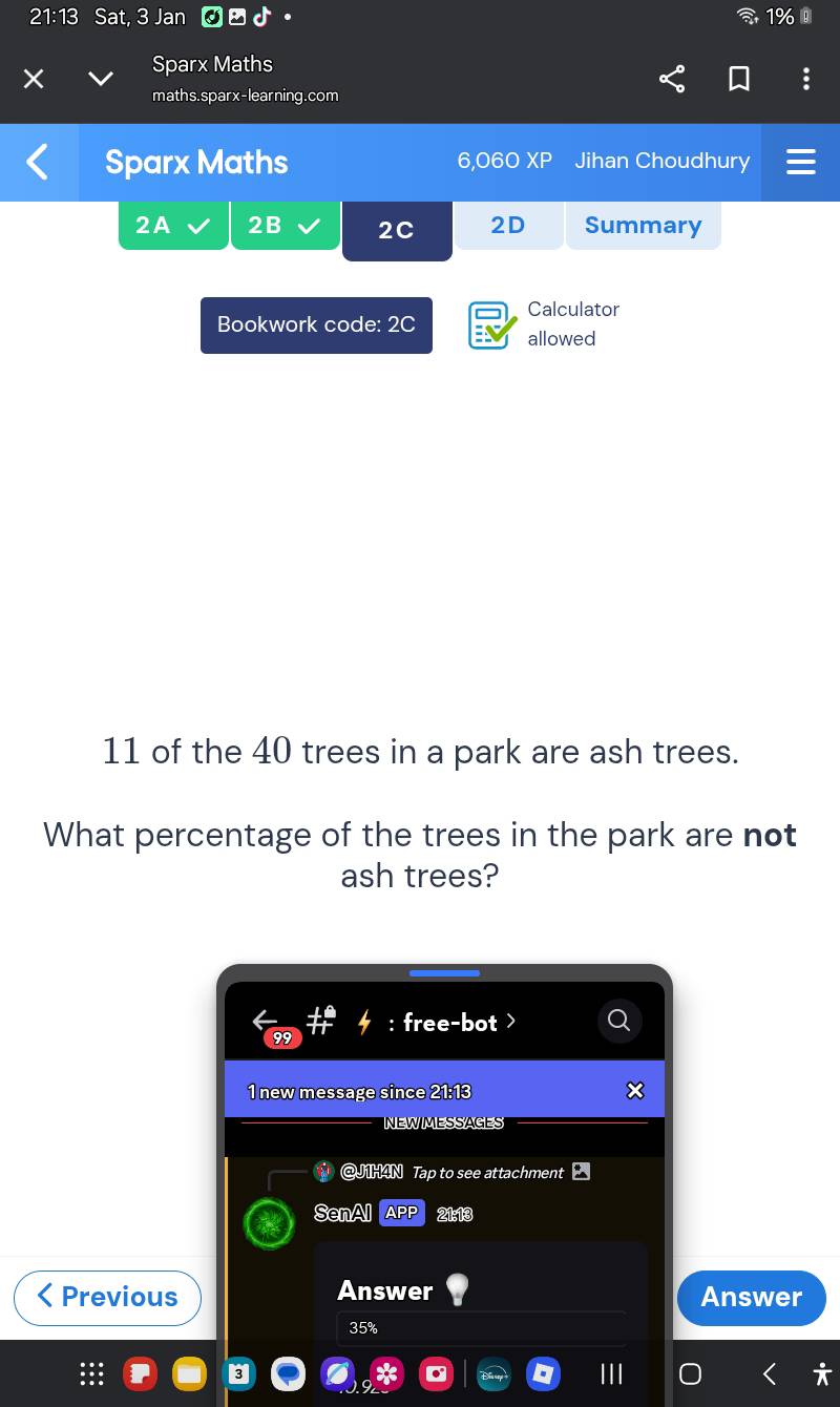 Solved: Sat, 3 Jan 1% Sparx Maths maths.sparx-learning.com Sparx Maths ...