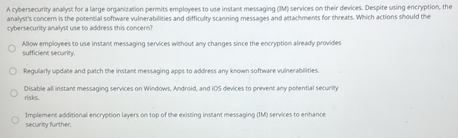 Solved: A cybersecurity analyst for a large organization permits ...