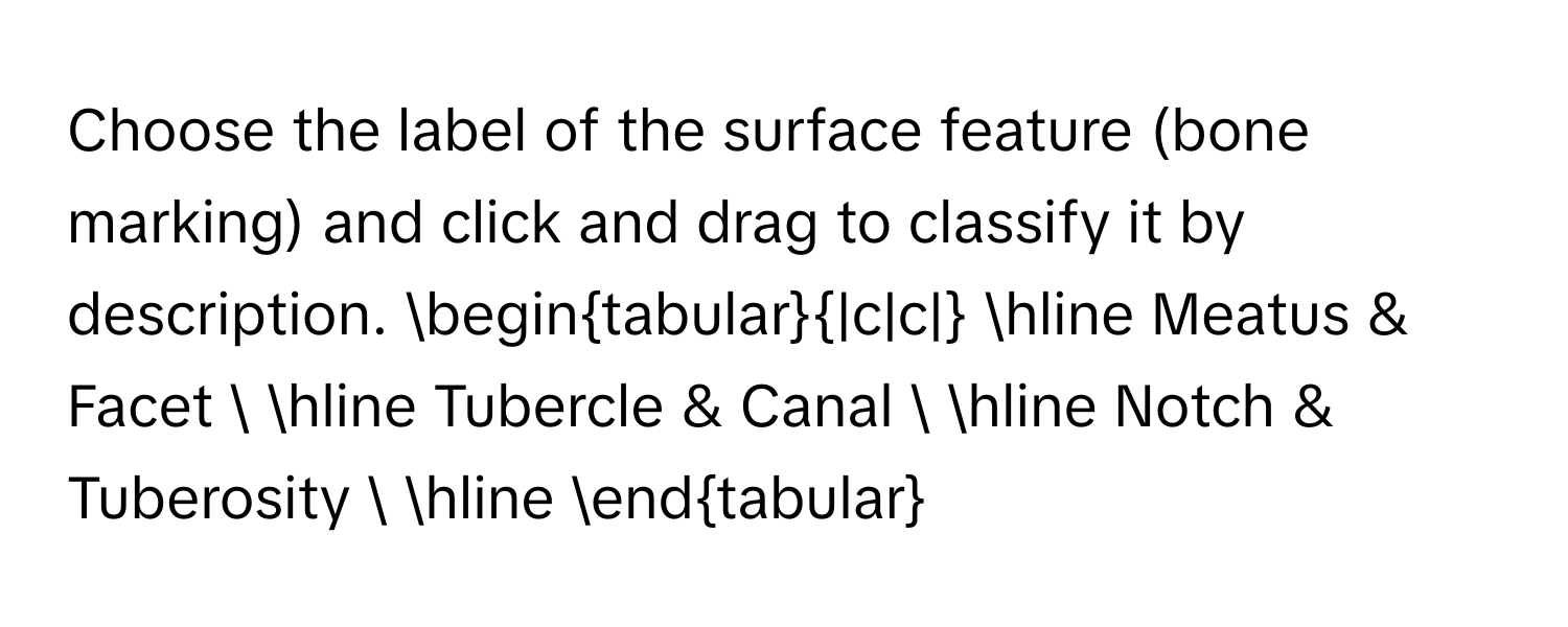 Solved: Choose the label of the surface feature (bone marking) and ...