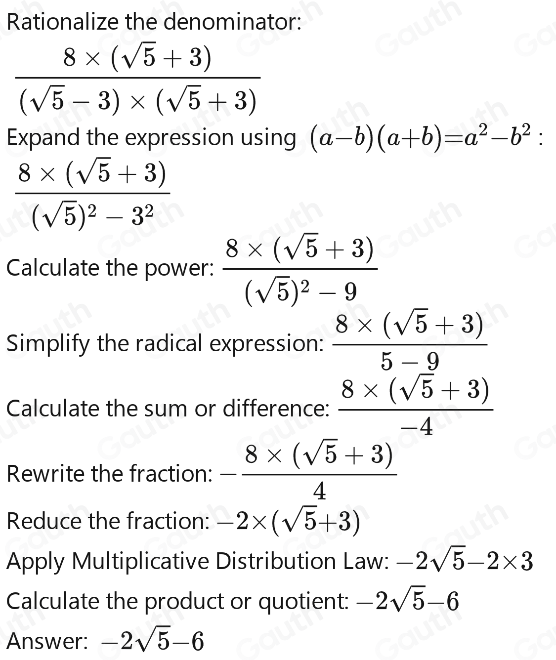 Telah dijawab:Dengan merasionalkan penyebut, pecahan 8/sqrt(5)-3 dapat ...