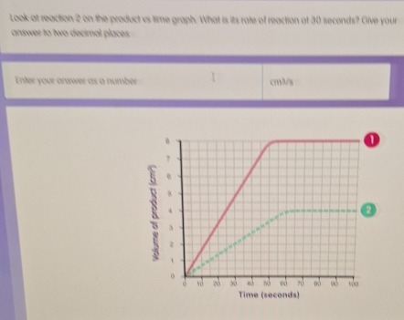 Solved: Look at reaction 2 on the product vs time graph. What is its ...