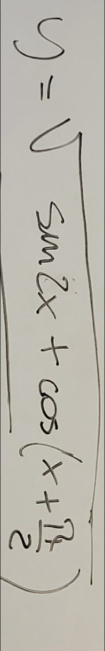 Risolto:y=sqrt(sin 2x+cos (x+frac π )2)