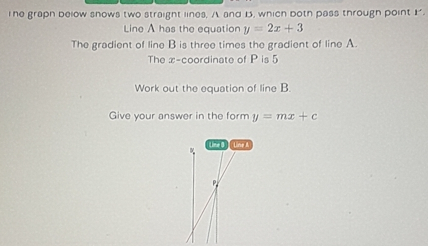 Solved: ihe graph below snows two straight lines, and B, which both ...
