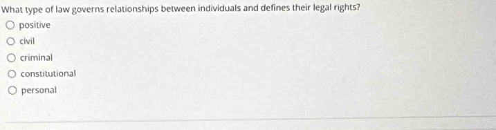 Solved: What type of law governs relationships between individuals and ...