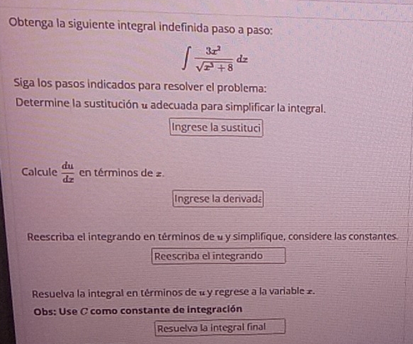 Resuelto:Obtenga la siguiente integral indefinida paso a paso: ∈t 3x^2 ...