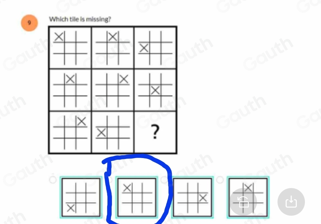 Solved: The following items display grids divided into nine boxes. Eight boxes contain an image ...
