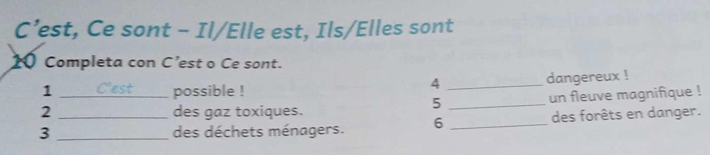 Risolto:C’est, Ce sont - Il/Elle est, Ils/Elles sont 20 Completa con C ...