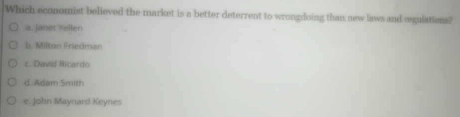 Solved: Which economist believed the market is a better deterrent to ...