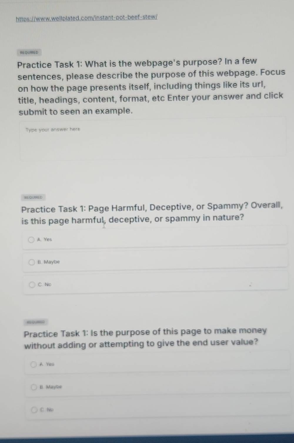 Resuelto:REQUIRED Practice Task 1: What is the webpage's purpose? In a ...