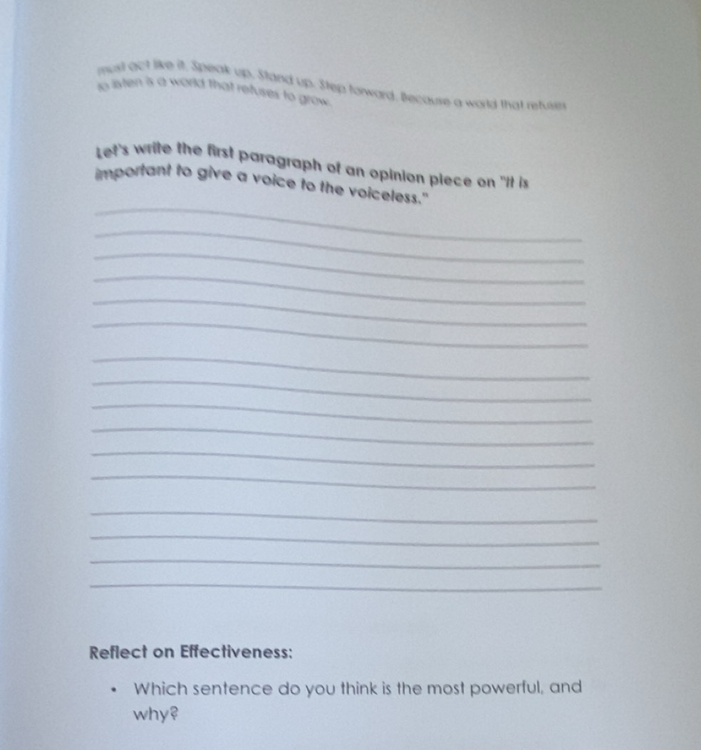 Solved: must got like it, Speak up, Stand up. Step torward, Because a ...