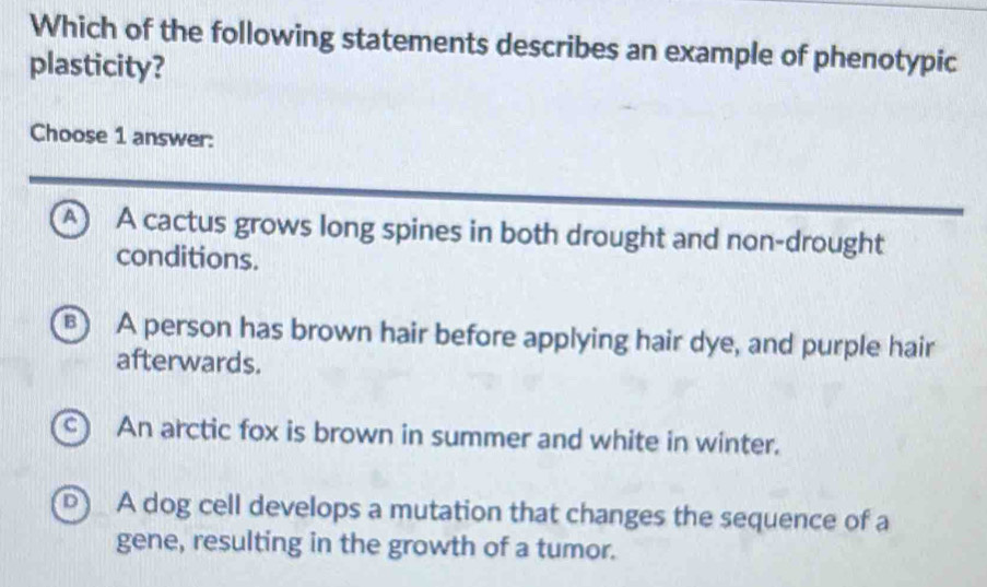 Solved: Which of the following statements describes an example of ...