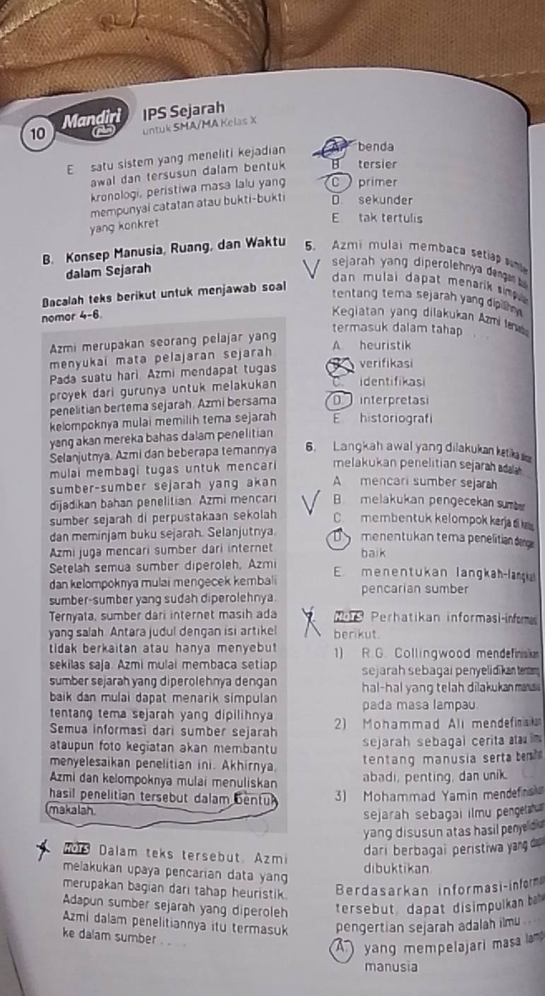 Telah dijawab:Mandi IPS Sejarah 10 untuk SMA/MA Kelas X E satu sistem ...