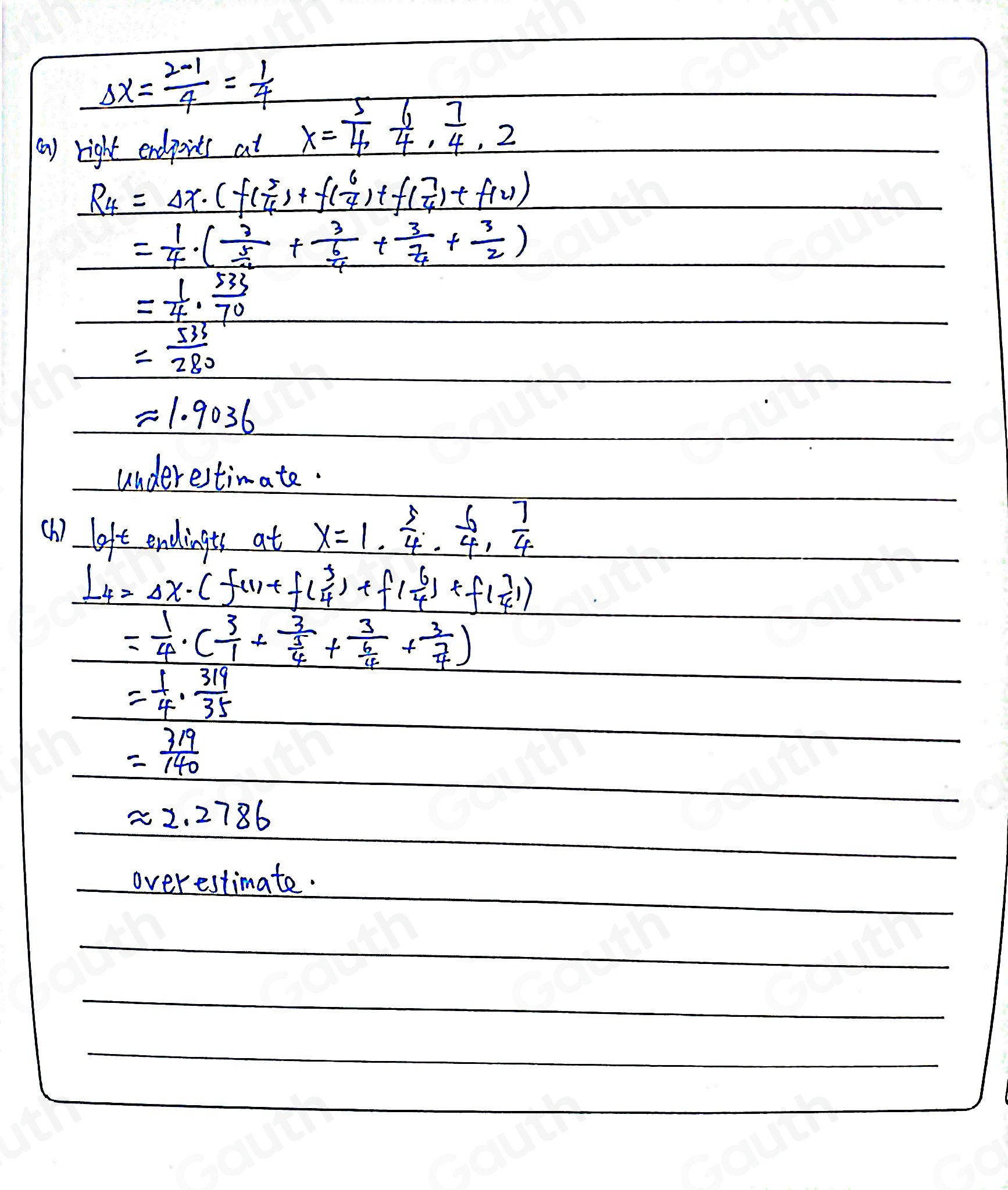 Solved: Unless specified, all approximating rectangles are assumed to have the same width. Let f ...