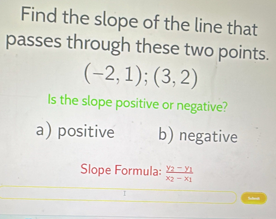 Solved: Find the slope of the line that passes through these two points ...