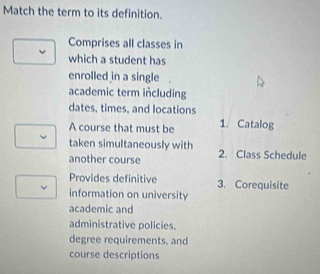 Solved: Match the term to its definition. Comprises all classes in ...