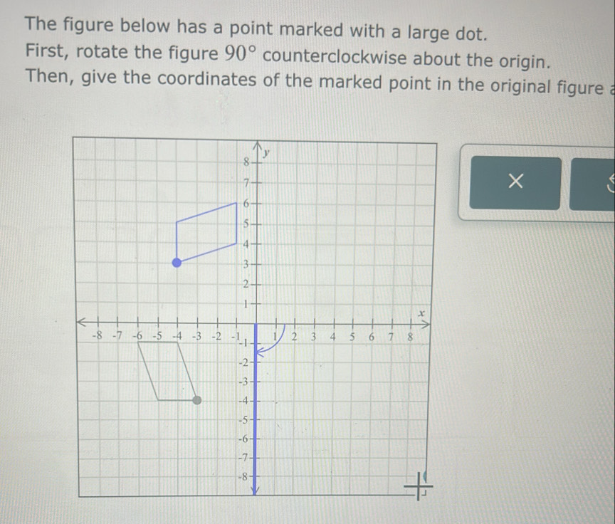 Solved: The figure below has a point marked with a large dot. First ...