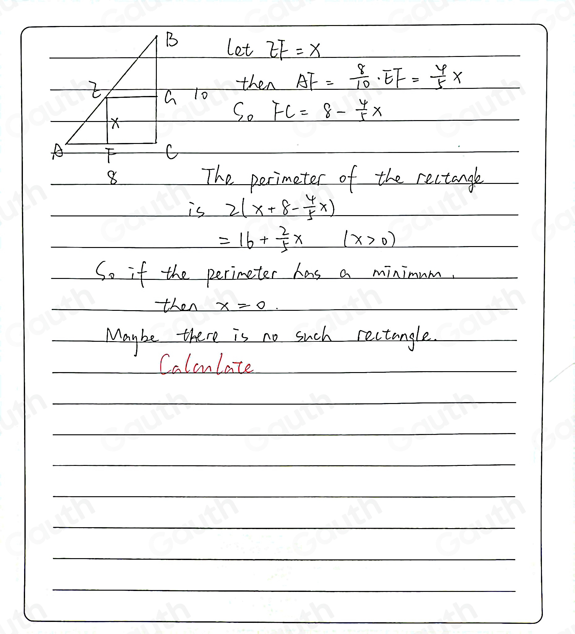 Solved: Given right ABC with AC=8 and BC=10 : A rectangle is ...