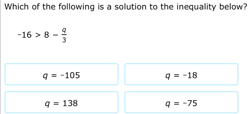 Resuelto:Which of the following is a solution to the inequality below ...