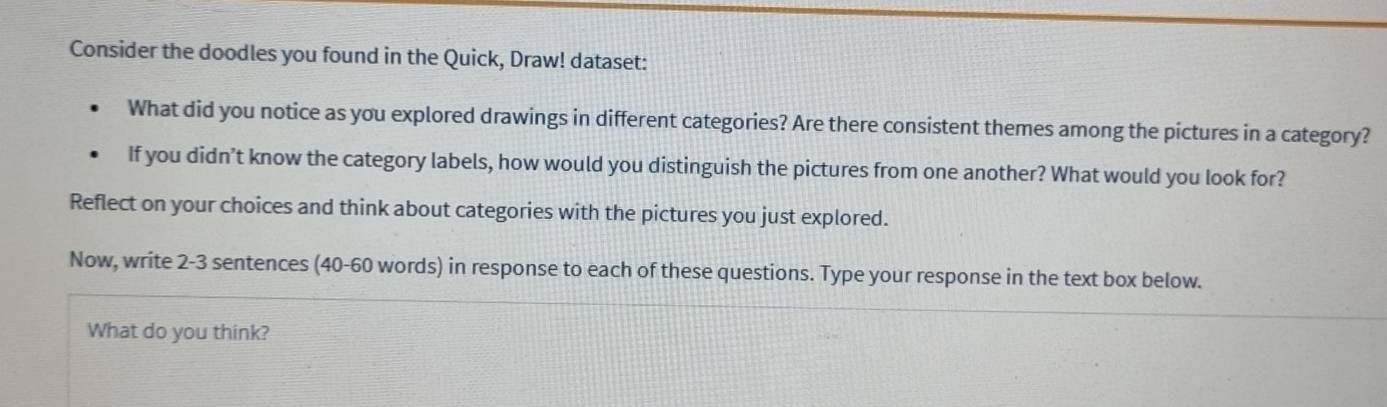 Solved: Consider the doodles you found in the Quick, Draw! dataset ...