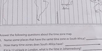 Solved: Answer the following questions about the time zone map. . Name ...