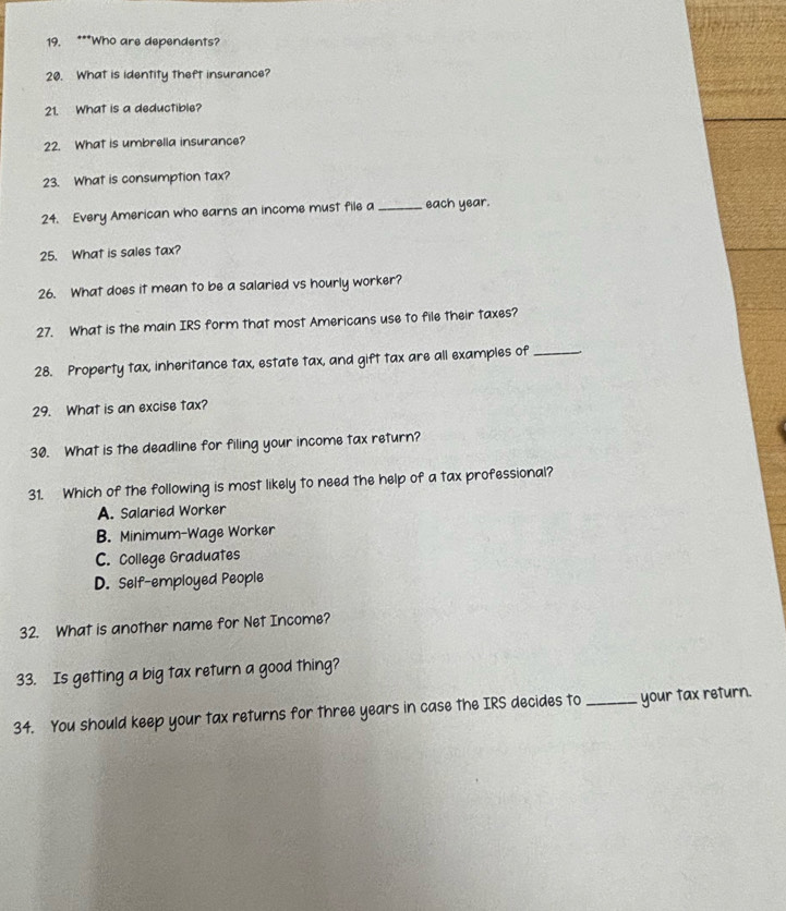 Solved: Who are dependents? 20. What is identity theft insurance? 21 ...