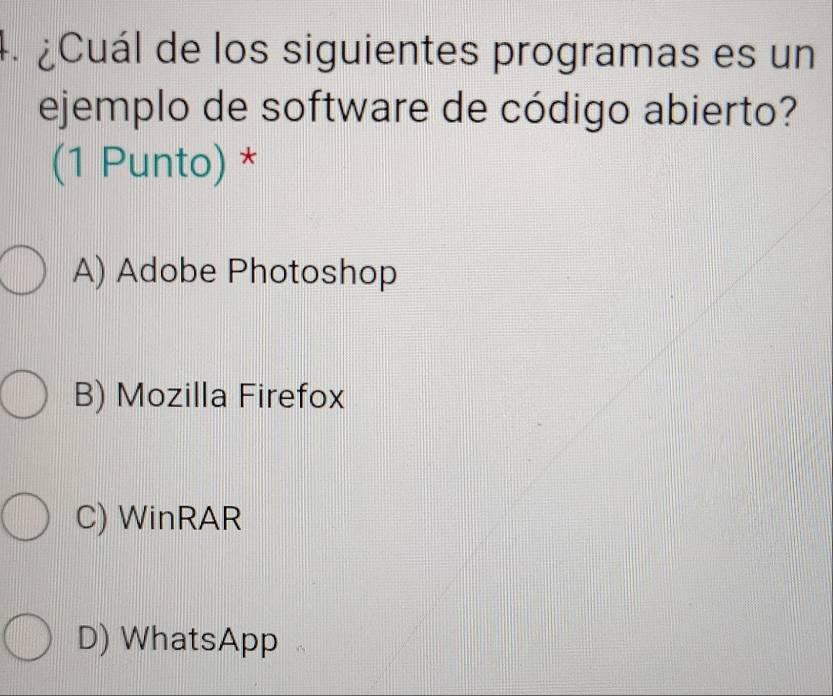 Resuelto:4 ¿Cuál de los siguientes programas es un ejemplo de software ...