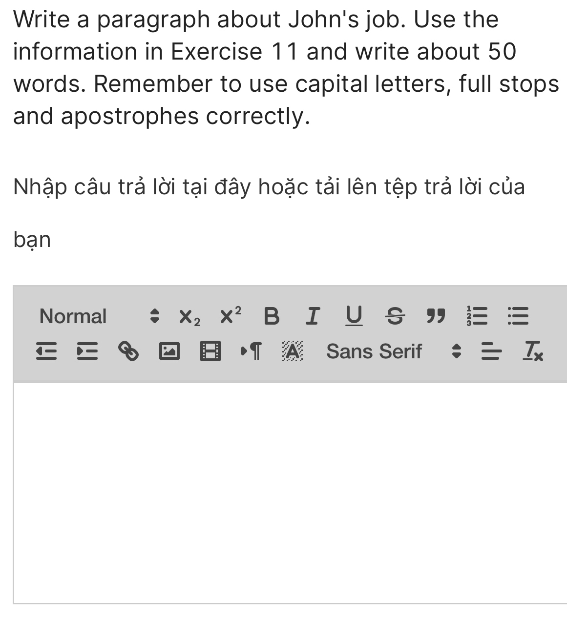 Solved: Write a paragraph about John's job. Use the information in ...