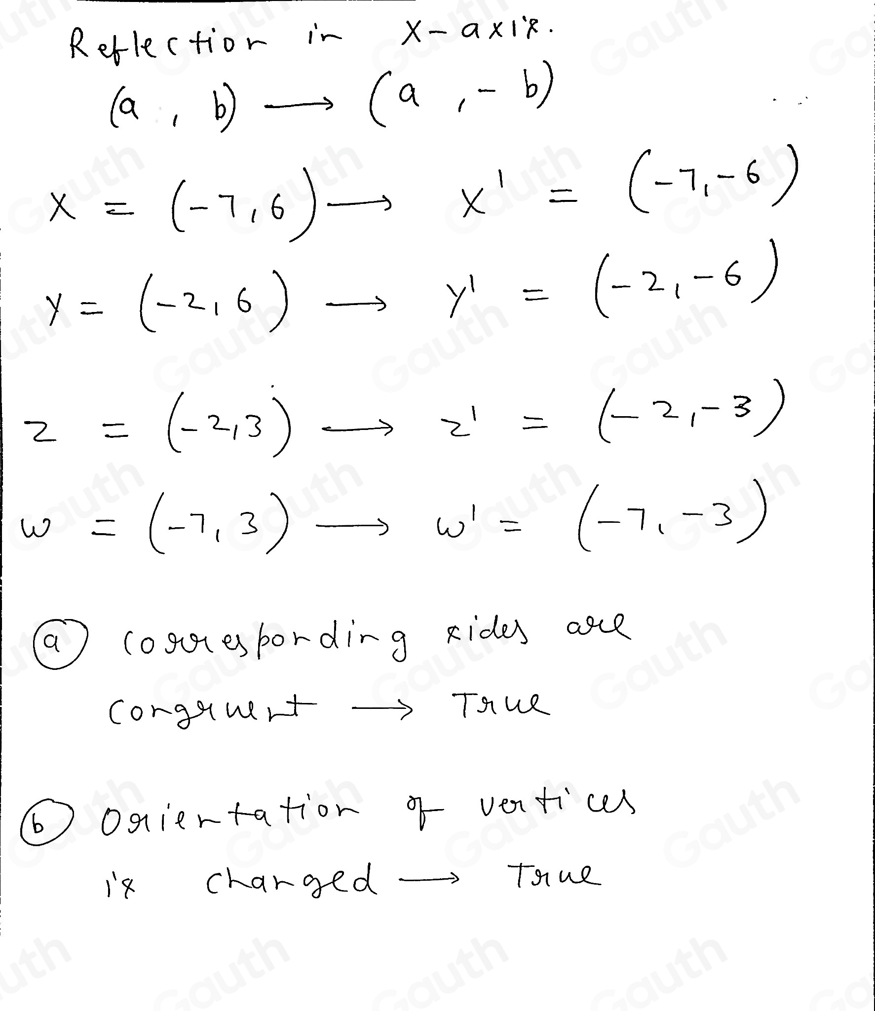 Solved: Reflect the figure over the x-axis. Then, mark the statements as true or false. _The cor ...