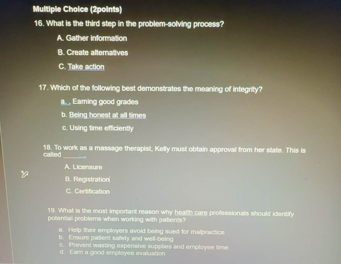 Solved: What is the third step in the problem-solving process? A ...