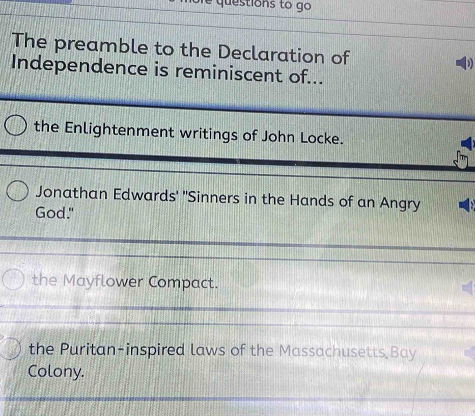 Solved: questions to go The preamble to the Declaration of D ...