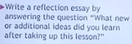 Solved: Write a reflection essay by answering the question “What new or ...
