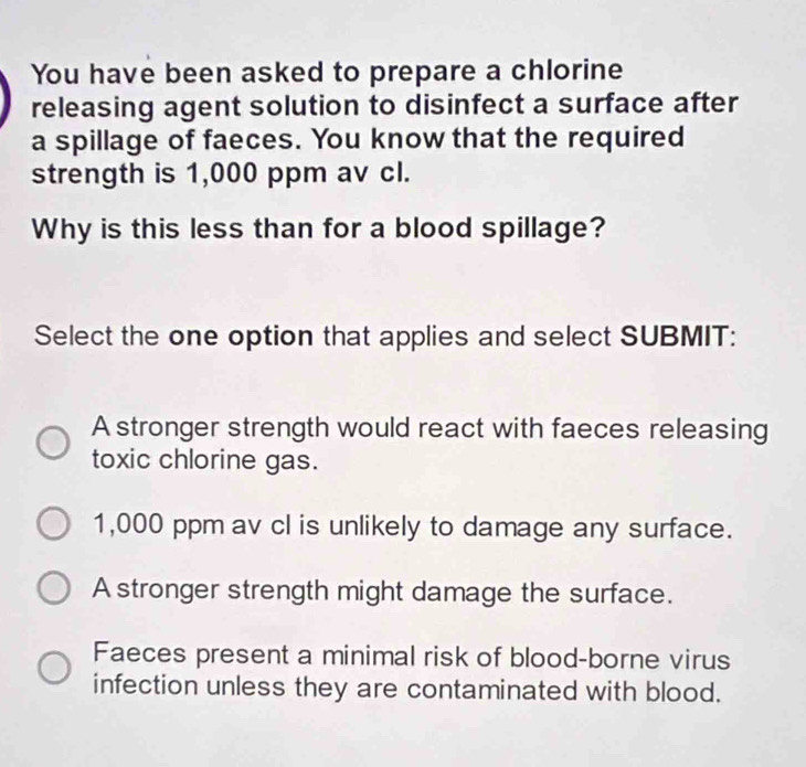 Solved: You have been asked to prepare a chlorine releasing agent ...