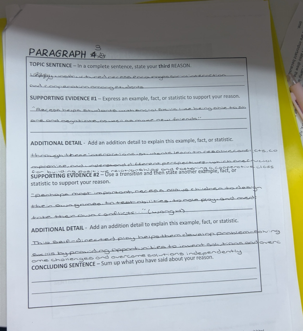 Solved: PARAGRAPH 4 ≈ C TOPIC SENTENCE - In a complete sentence, state ...