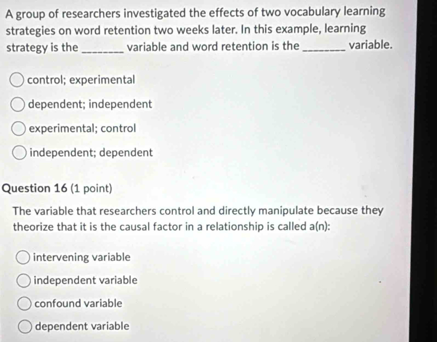 Solved: A group of researchers investigated the effects of two ...