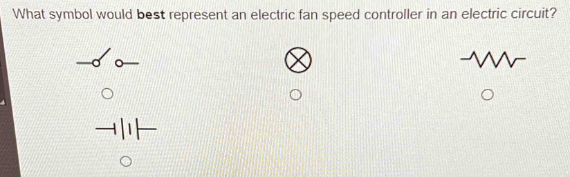 Solved: What symbol would best represent an electric fan speed ...
