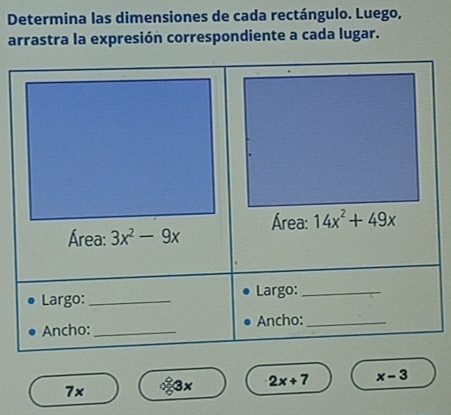 Resuelto:Determina las dimensiones de cada rectángulo. Luego, arrastra ...