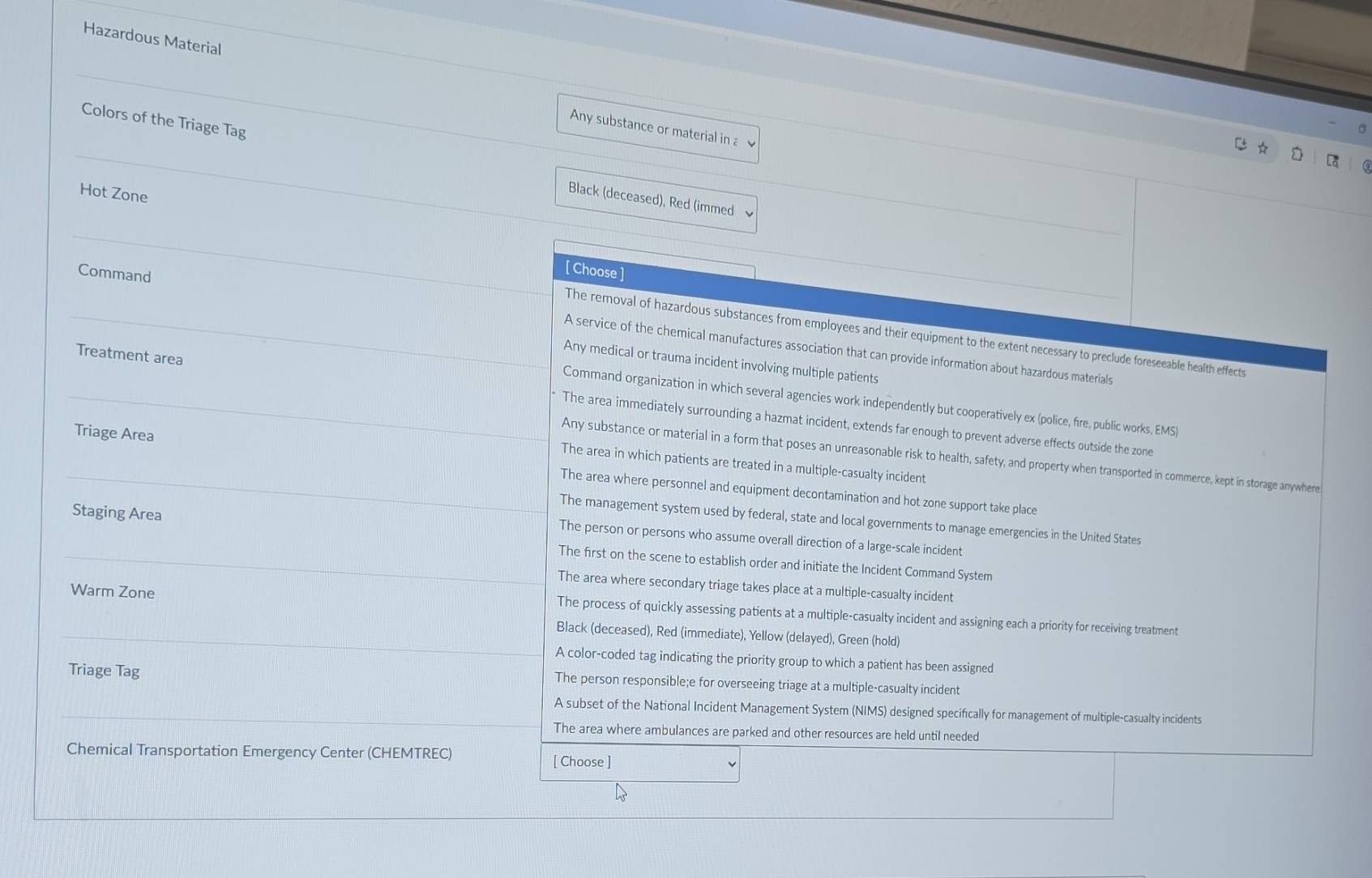 Solved: Hazardous Material Colors of the Triage Tag Any substance or ...