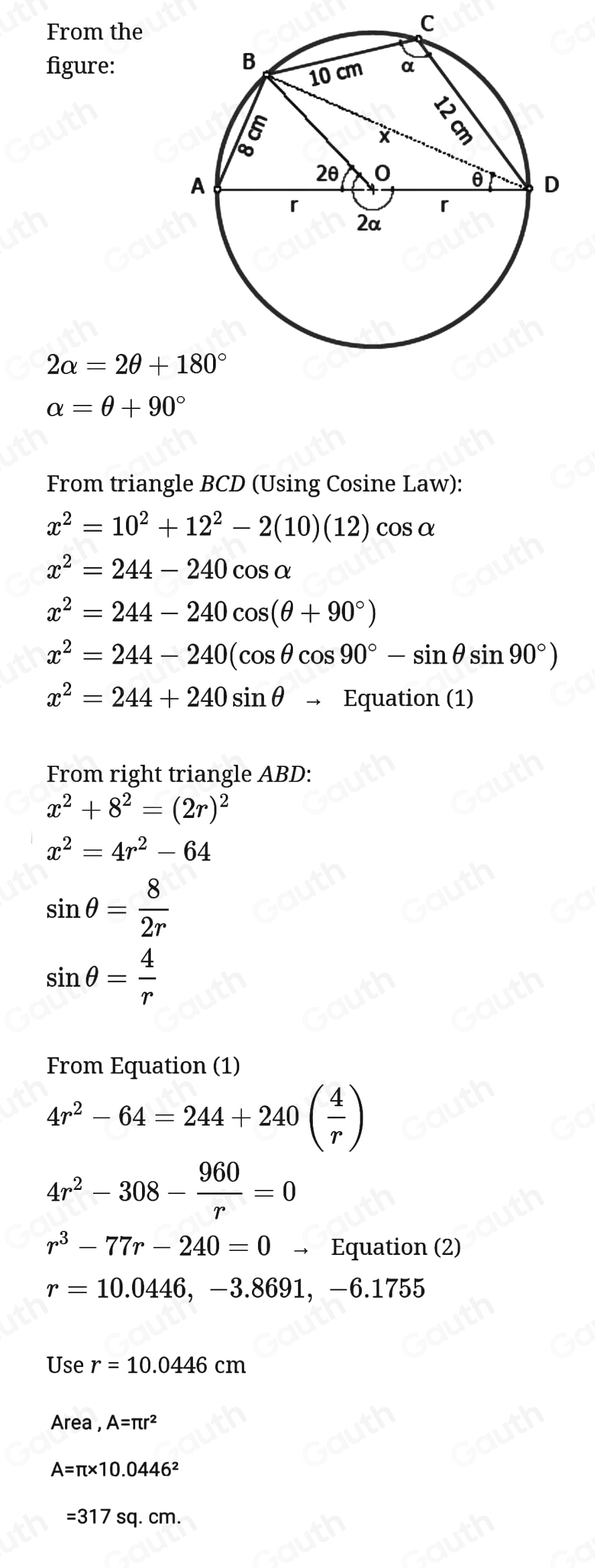 Solved: PRACTICE PROBLEMS: 1.) A quadrilateral ABCD is inscribed in the ...