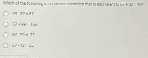 Solved: Which of the following is an inverse operation that is ...