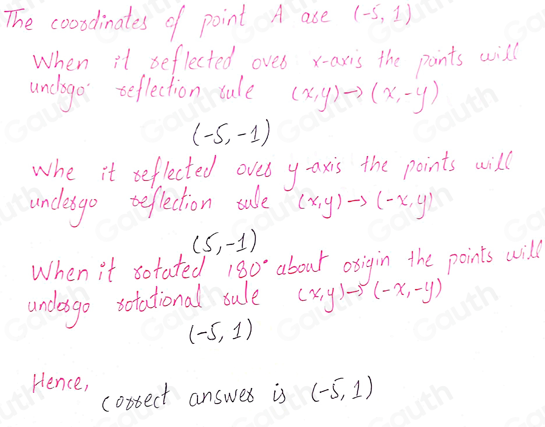 Solved: Rectangle ABCD is reflected over the x-axis, followed by a ...
