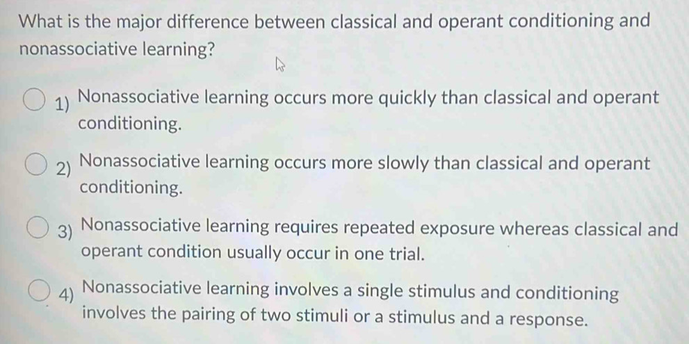 Solved: What is the major difference between classical and operant ...