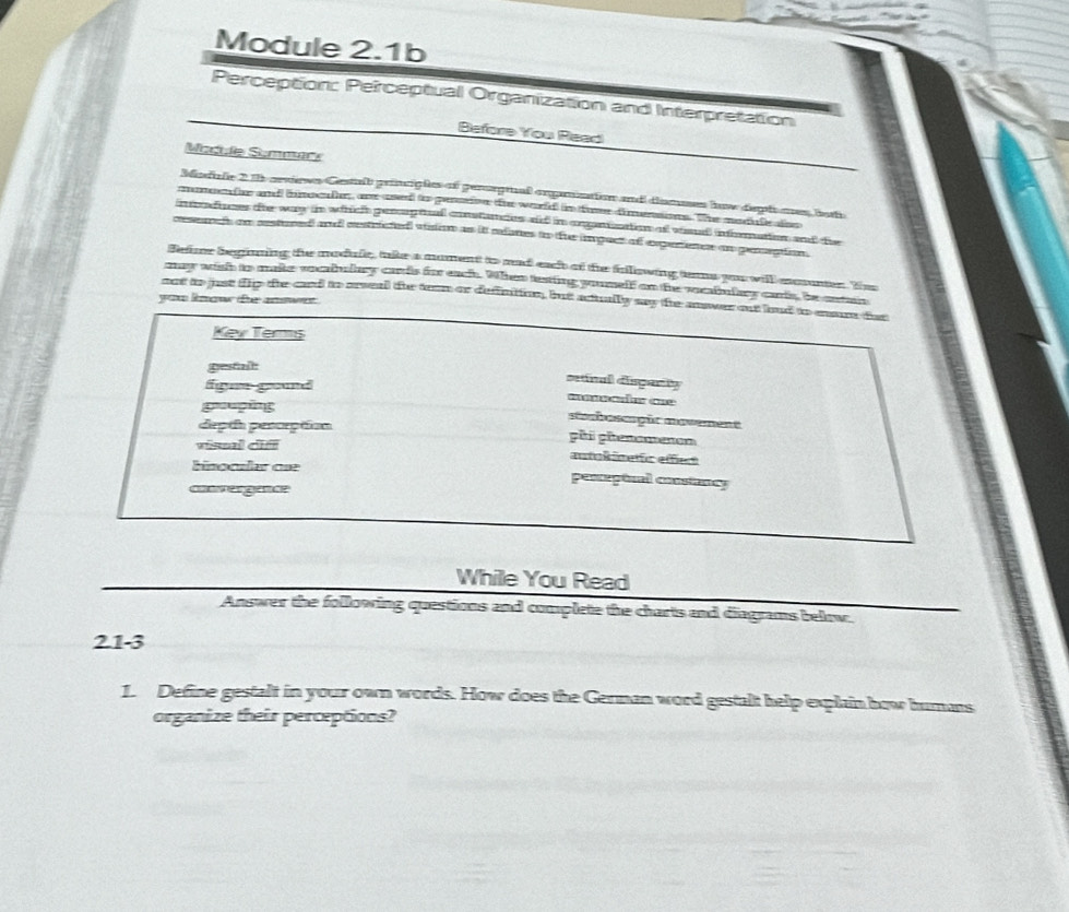 Solved: Module 2.1b Perception: Perceptual Organization and ...